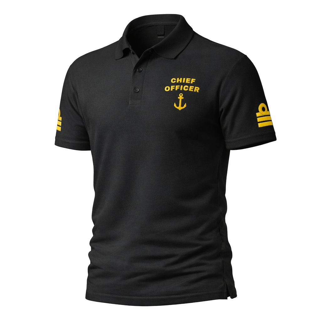 Chief Officer Polo Shirt with Embroidered Epaulettes | Maritime Uniform ...