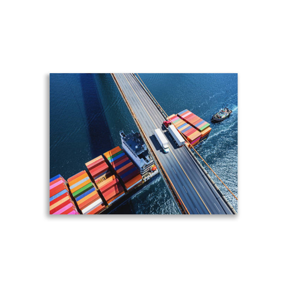 Poster Container ship under the Bridge – IamSEAWOLF shop